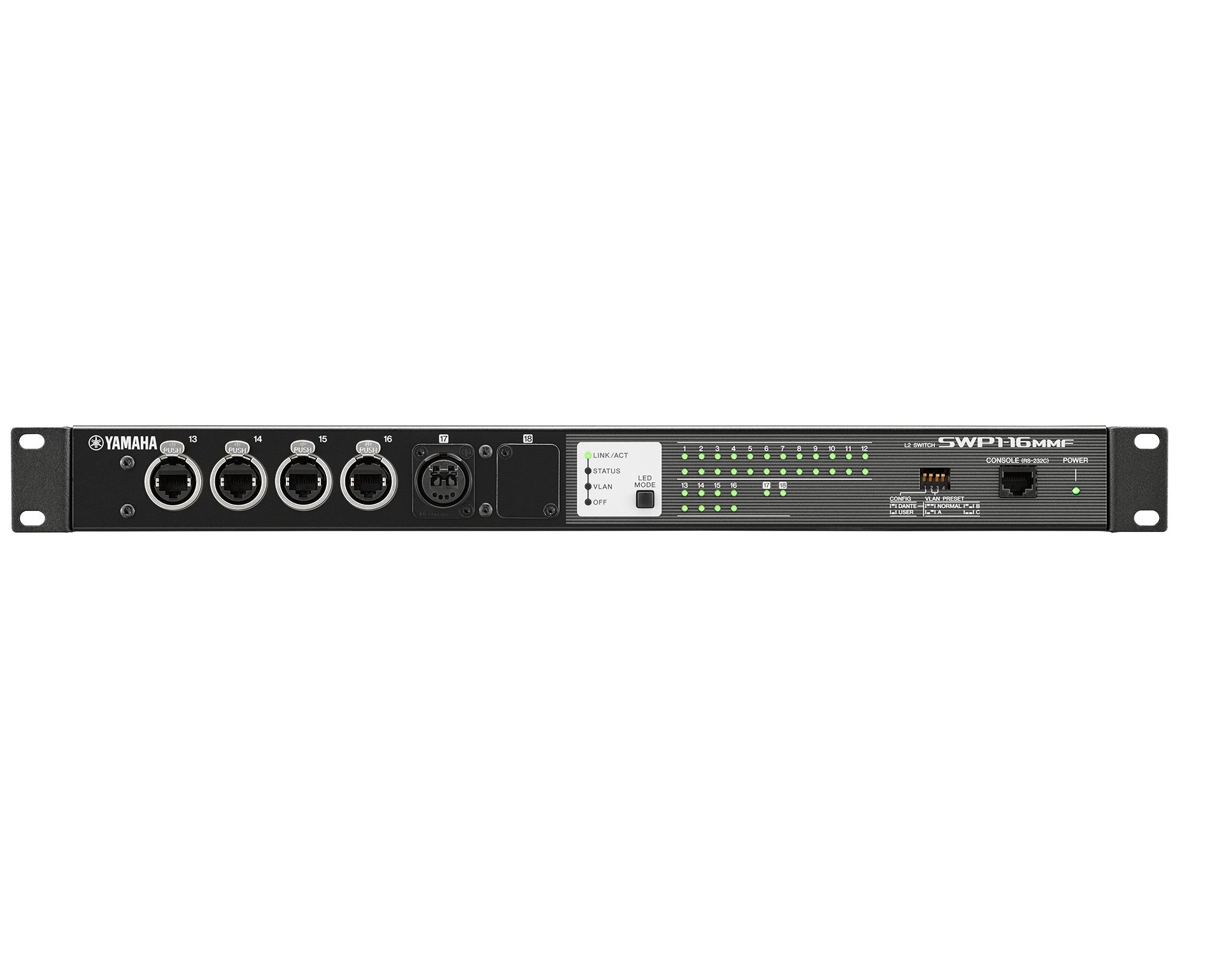 aDawliah Shop - Yamaha SWP1-16MMF 12 Port Dante Optimized Network Switch